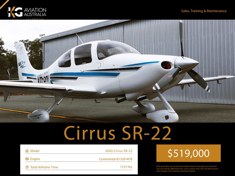 2003 Cirrus SR22 Aircraft | Aircraft Listing | Plane Sales Australia